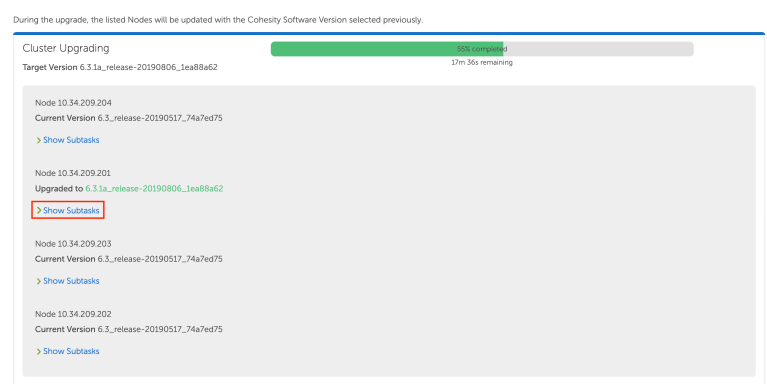 Upgrading Cohesity Cluster – Virtual Building Blocks
